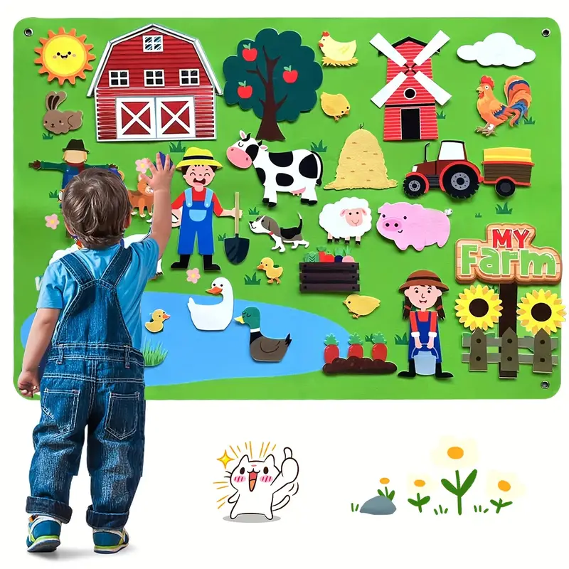35-Piece Farm Friends Felt Storyboard Set - Engaging Toddler Learning ...