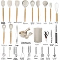 35-Piece Kitchen Utensils Set with Wooden Handles and Silicone Heads ...