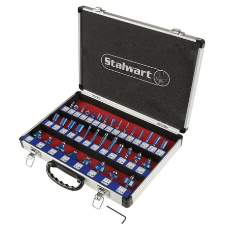 35 Piece Carbide 1/4" Shank Router Bit Set with Aluminum Carrying Case ...