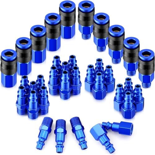 35 Pieces Air Hose Fittings 1/4" NPT Aluminum Coupler and Plug Kit Air ...