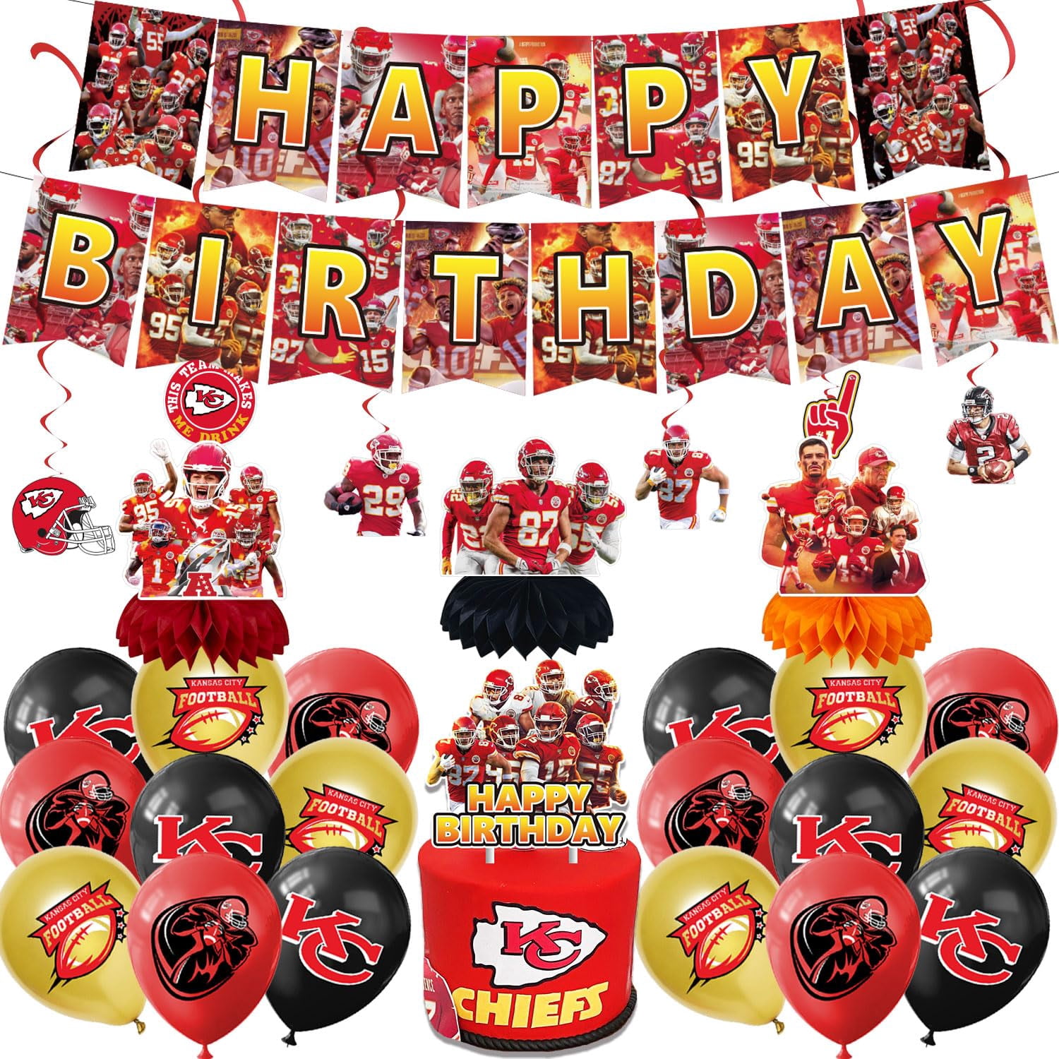 35 Pieces City of Kansas Party Decoration, Chiefs Soccer Theme Birthday ...