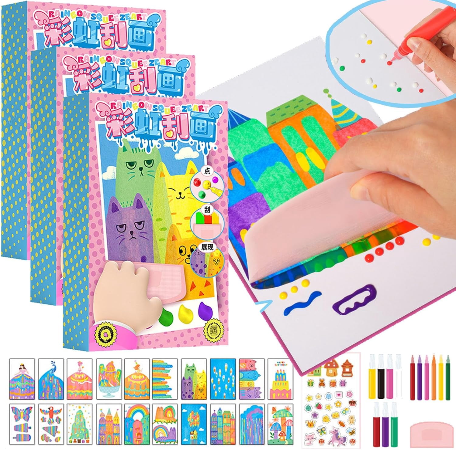 35 Pieces DIY Rainbow Scratch Art, Rainbow Dot Painting Art Kits ...