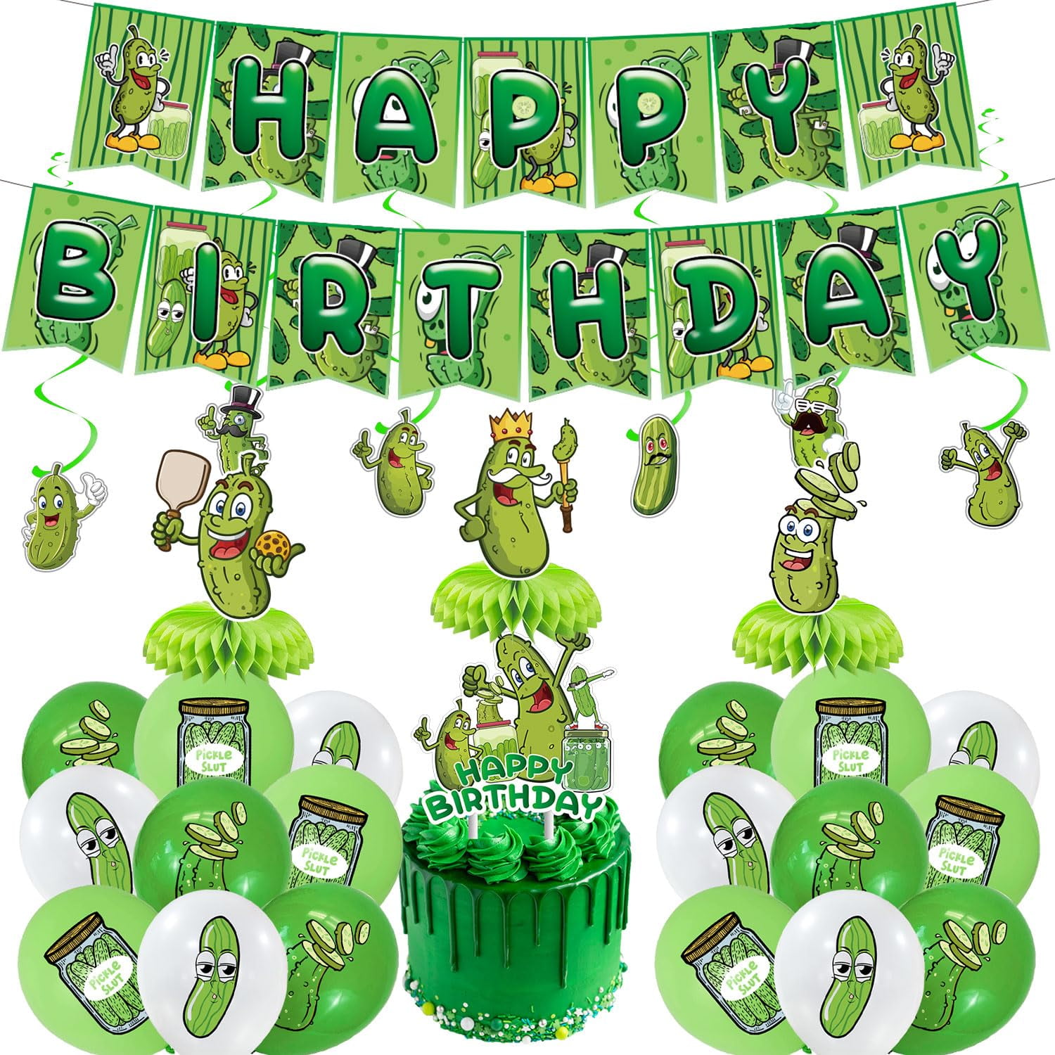 35 Pieces Funny Pickle Party Decoration, Cute Cartoon Pickle Birthday ...