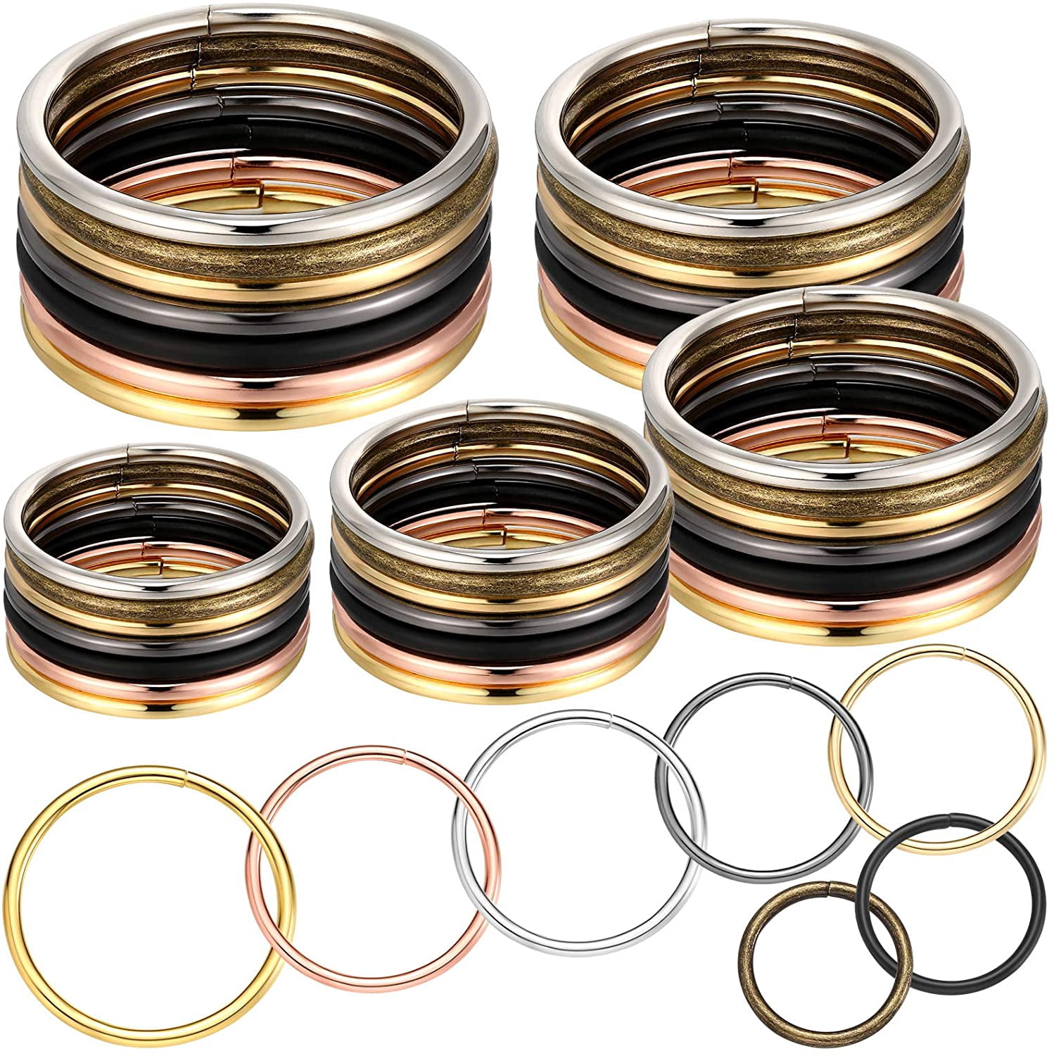 35 Pieces Metal O Ring Multi Purpose Non Welded Round Metal Key Ring ...