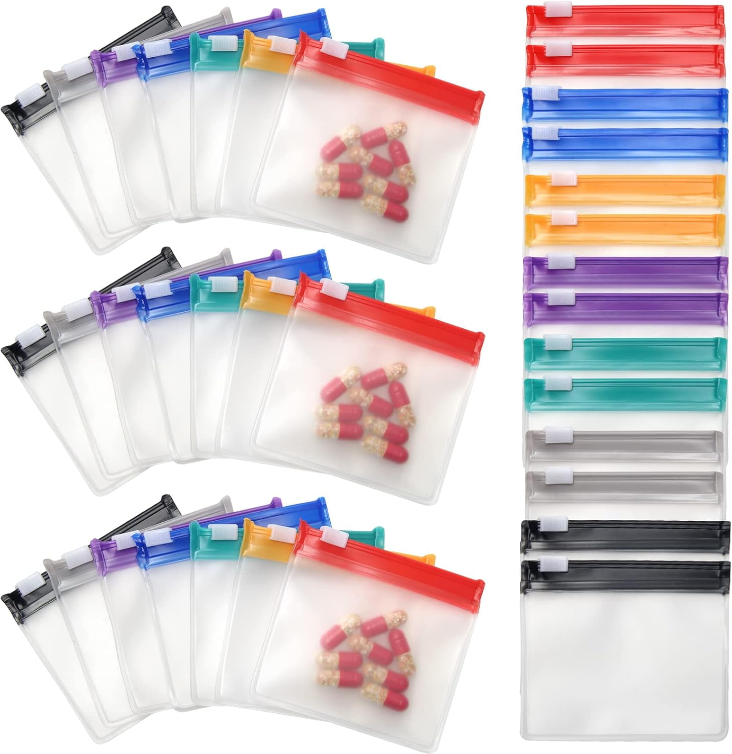 35 Pieces Pill Pouch Bags Zippered, Plutput Reusable Pill Pouch for ...