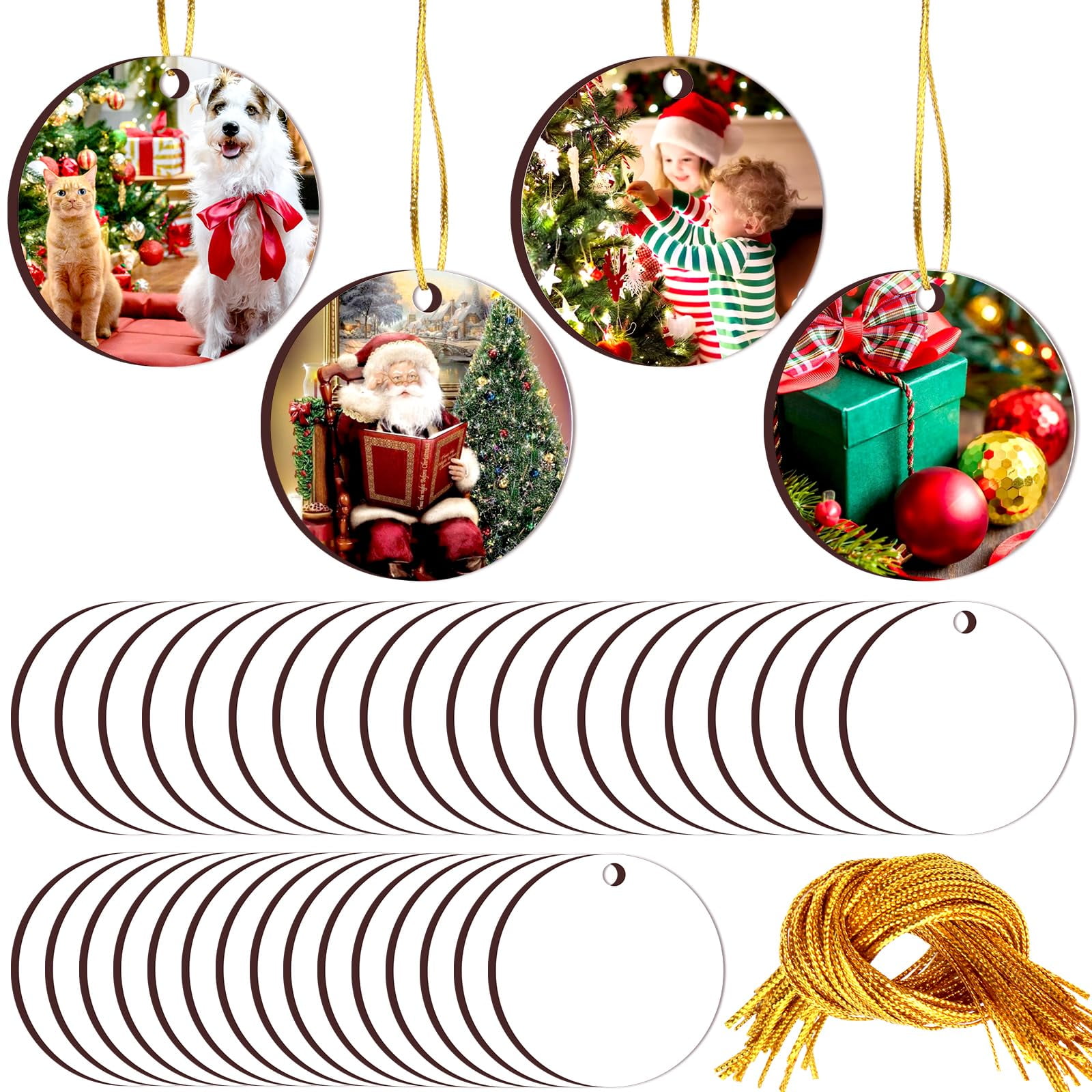 35 Pieces Sublimation Ornament BlanksSPOKKI 3" Round Christmas Blank ...