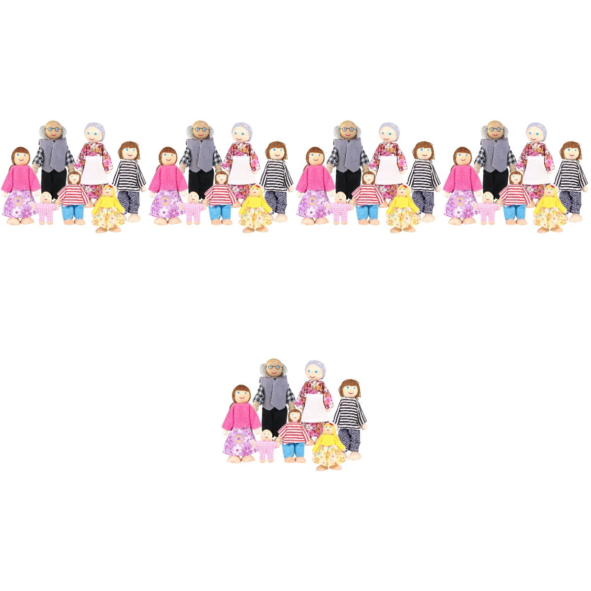 35 Pieces Wooden Dollhouse Family Set Mini People Figures Sets ...
