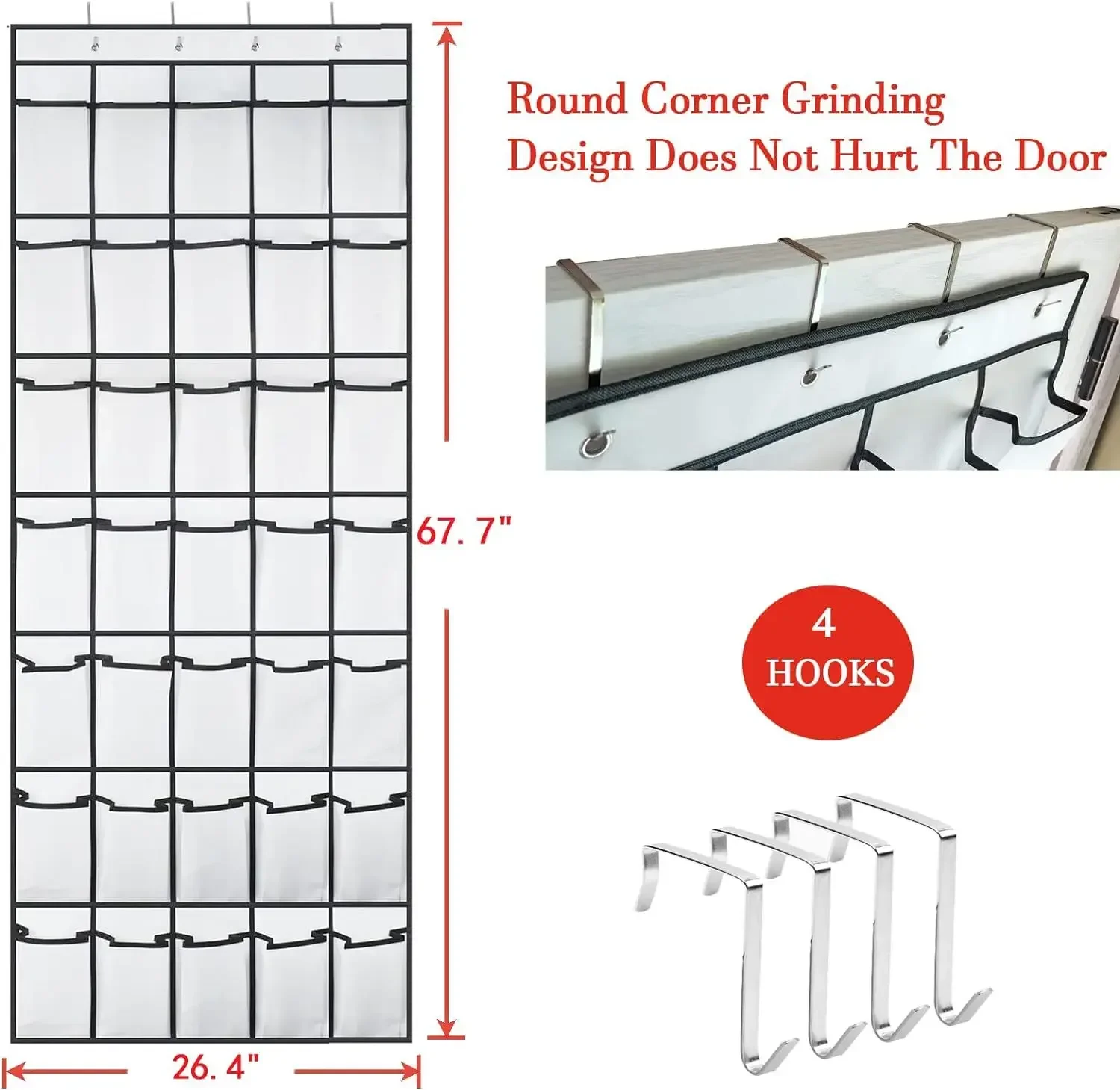 35 Pockets Over The Door Rack Large Mesh Pockets Hanging Shoe Organizer ...