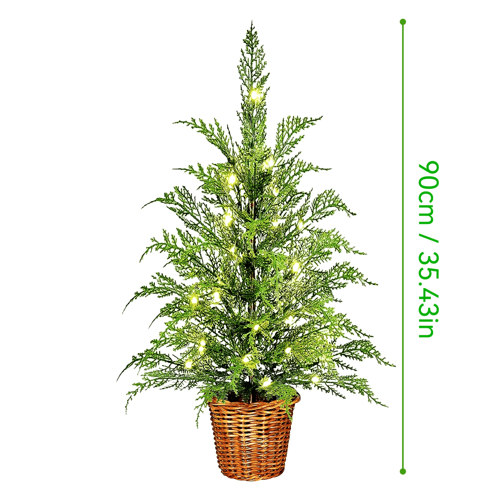 35" Pre-Lit Green Cypress Artificial Christmas Potted Tree with Twinkle ...