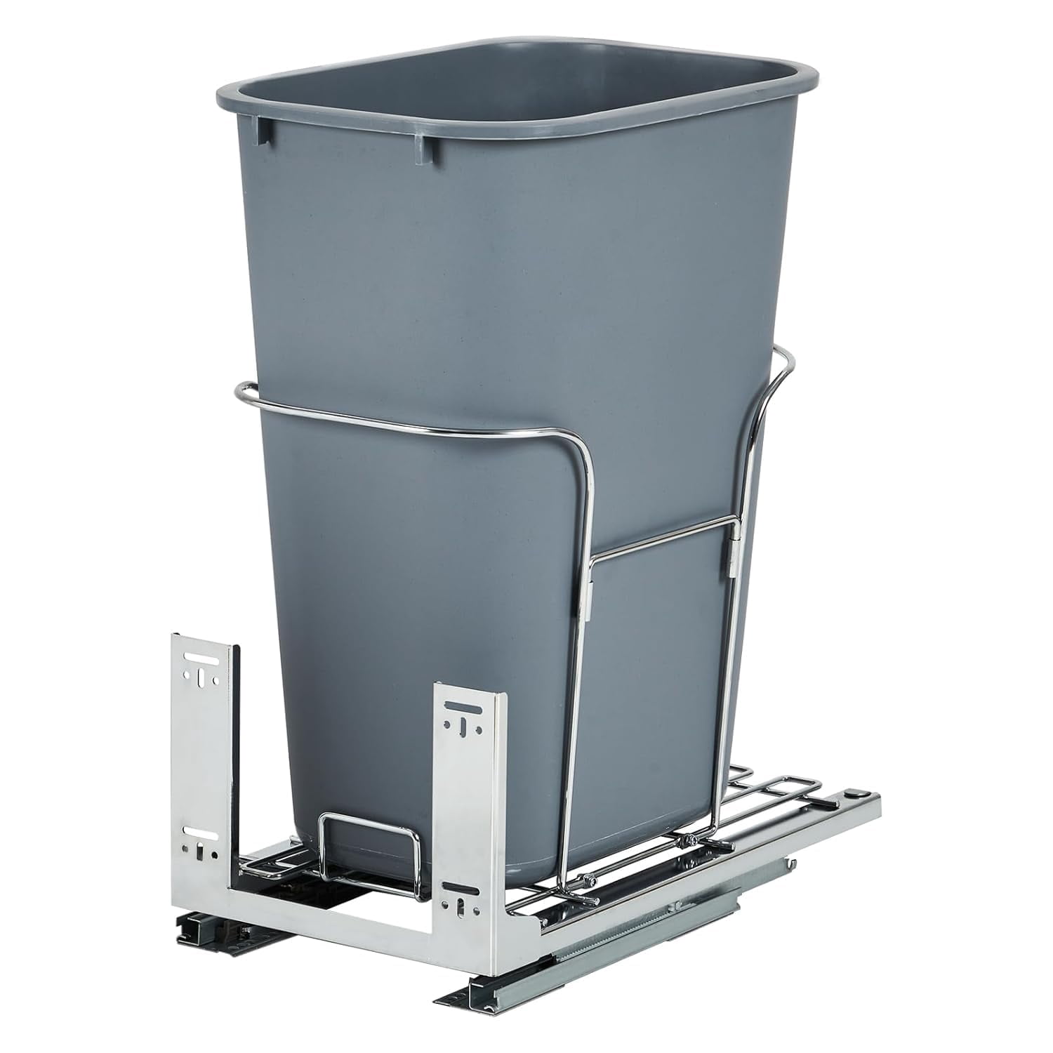 35 QT Pull Out Trash Can, Light Greyish Blue Stainless Steel Kitchen ...