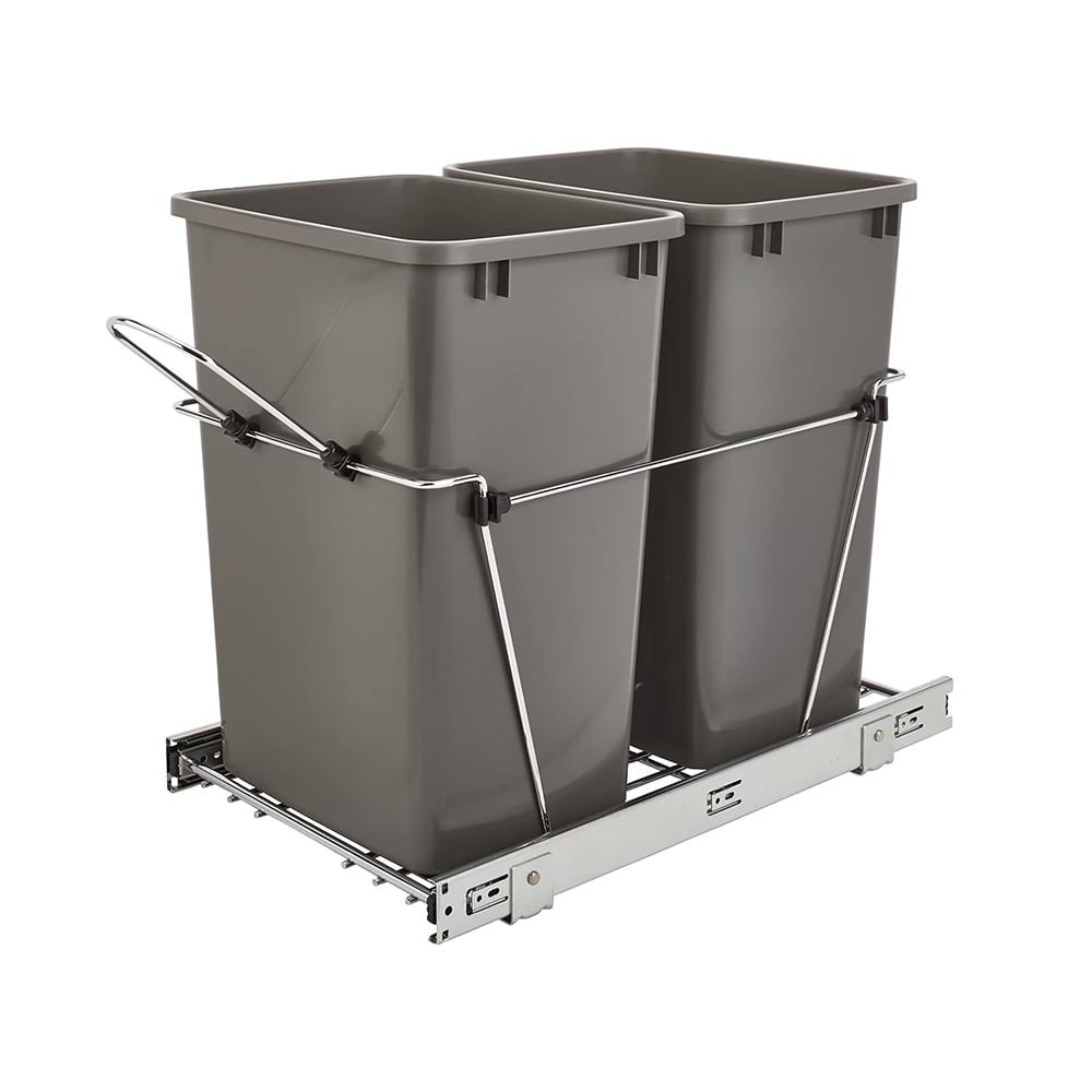 35 Qt Double Pull Out Trash Can, 12 Gallon Garbage Waste Bin with Full ...