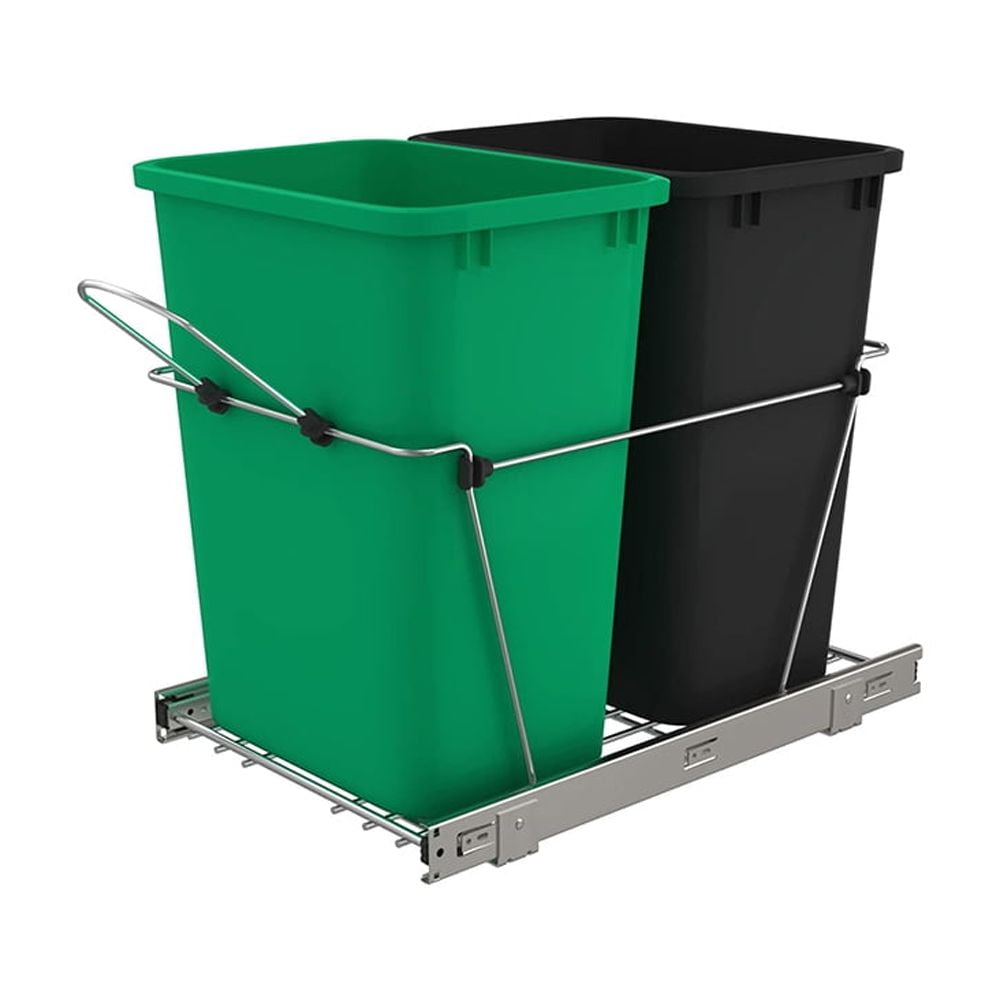 35 Qt Double Pull Out Trash Can, 12 Gallon Garbage Waste Bin with Full ...