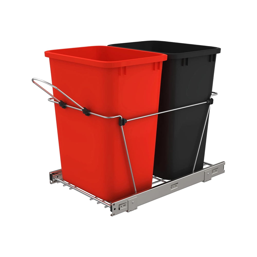 35 Qt Double Pull Out Trash Can, 12 Gallon Garbage Waste Bin with Full ...