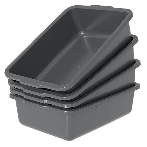 35 Quart Commercial Bus Tubs, Plastic Bus Box Dish Pan Basin, Gray, 4 ...