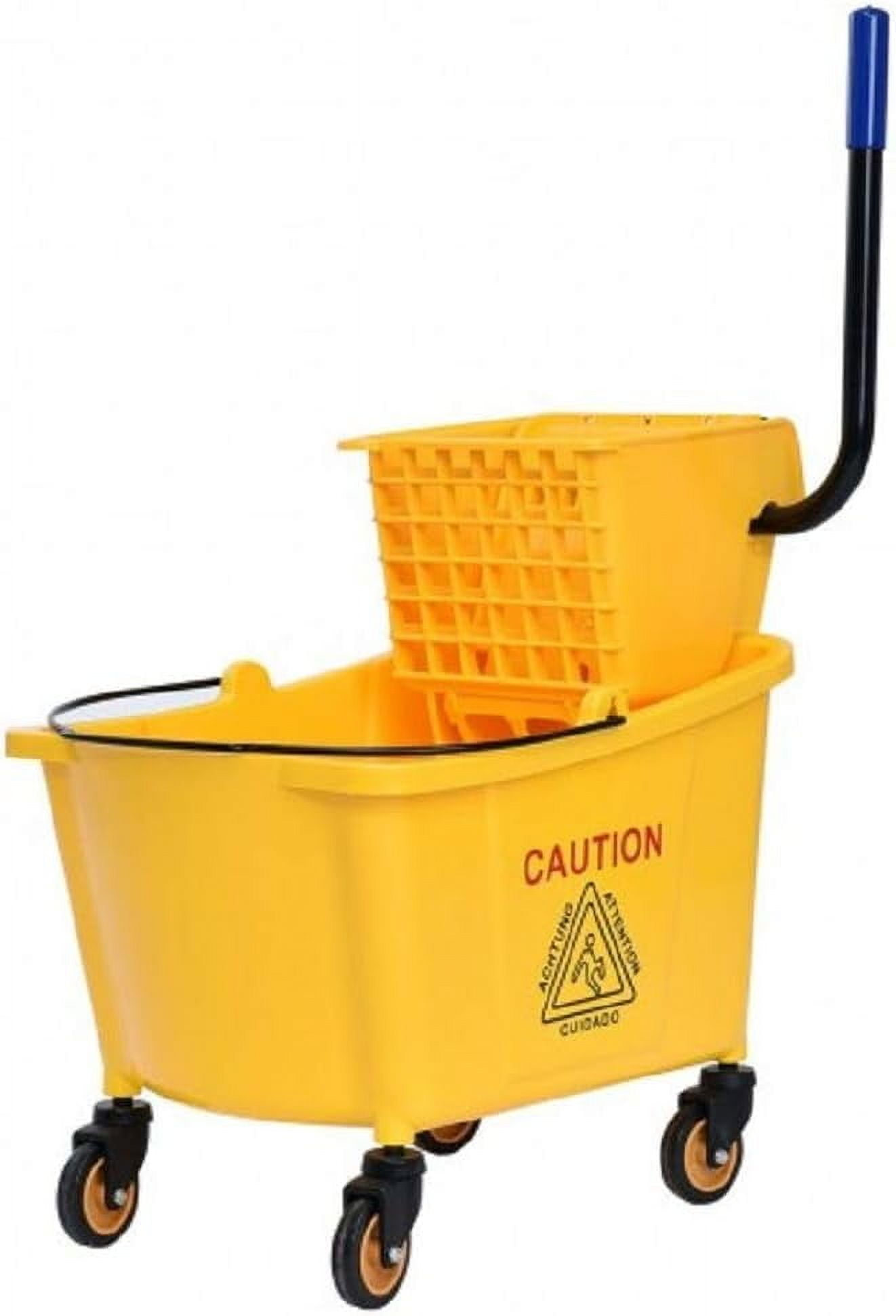 35 Quart Large Capacity Mop Bucket Side Press Cleaning Wringer Trolley ...