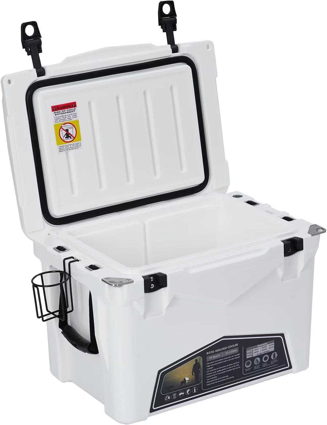 35 Quart Portable Ice Cooler, Leak-Proof, Air Tight, Fishing Drybox ...
