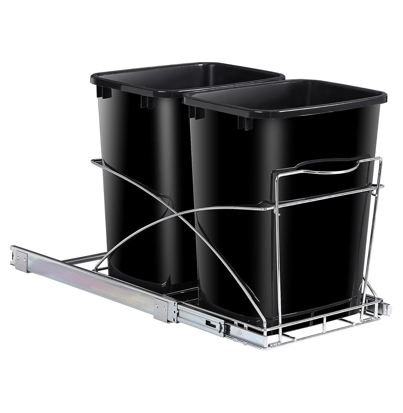 35 Quart Sliding Pull Out Trash Can Double Waste Container Recycling ...