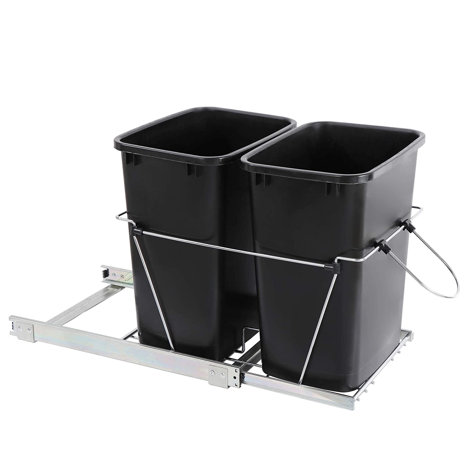 35 Quart Sliding Pull Out Trash Can Double Waste Container Recycling ...