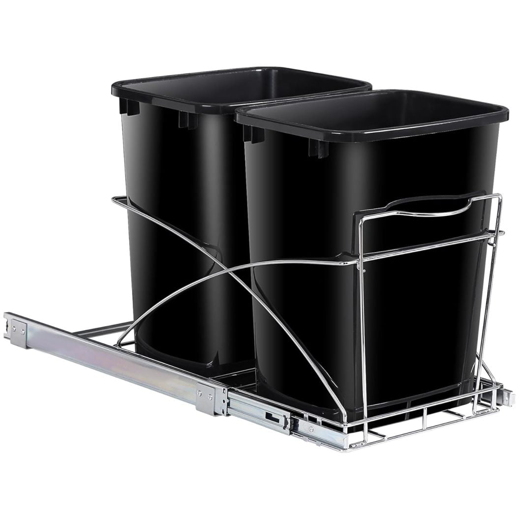 35 Quart Sliding Pull Out Trash Can Double Waste Container Recycling ...