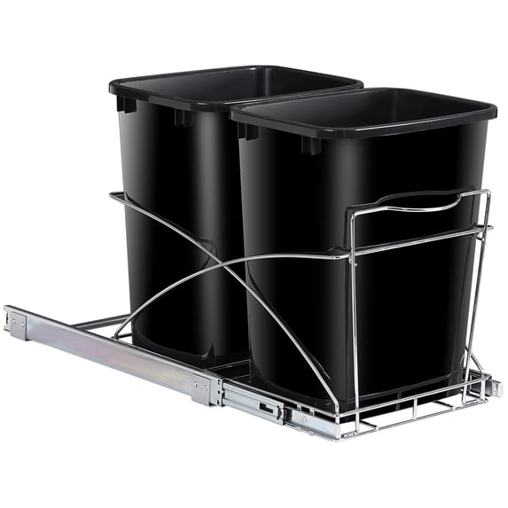 35 Quart Sliding Pull Out Trash Can Double Waste Container Recycling ...