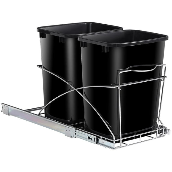 35 Quart Sliding Pull Out Trash Can Double Waste Container Recycling ...