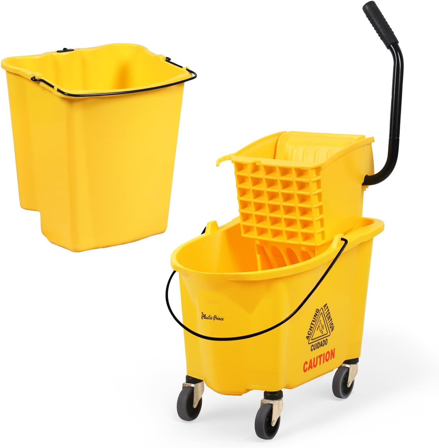 35-Quart Yellow Side-Press Mop Bucket and Wringer Combo on Wheels with ...