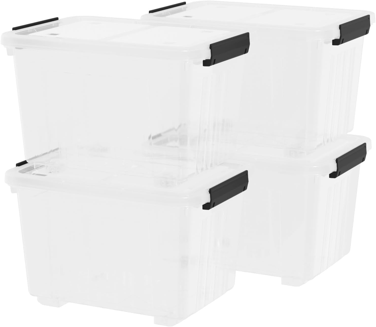 35 Quarts Plastic Boxes with Lids and Wheels, Clear Storage Bin Totes ...