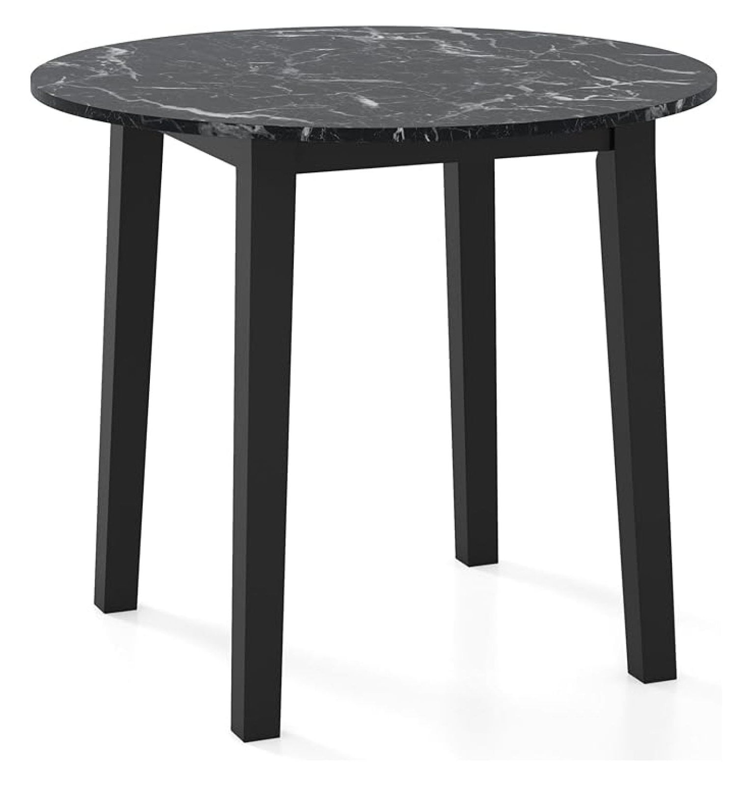 35” Round Dining Table with Rubber Wood Legs, Marble-Textured Veneer ...