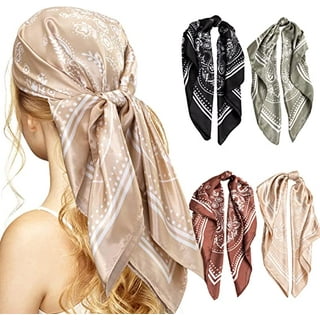 Sonceds New Womens Elegant Large Head Scarves Soft Silk Feel Satin ...