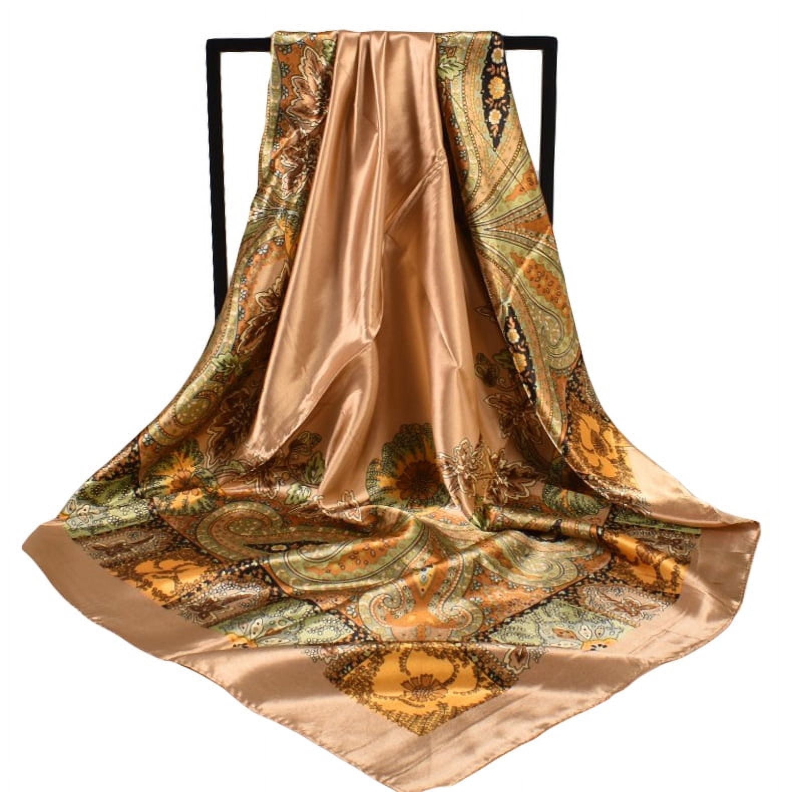 35” Satin Large Square Head Scarves - Silk Like Neck Scarf Hair ...