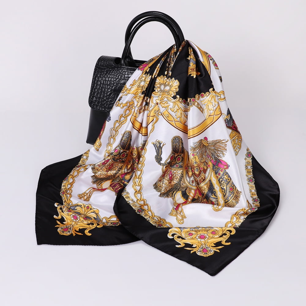 35” Satin Large Square Head Scarves - Silk Like Neck Scarf Hair ...