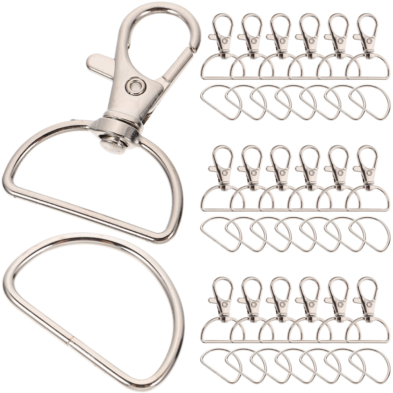 35 Sets Keychain Rings D Clip Shaped Snap Clasp Hooks DIY Lobster ...