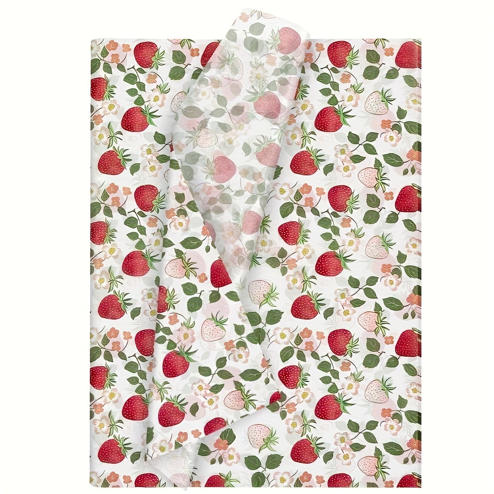 35 Sheets Strawberry Tissue Paper, Fruit Flower Printed Gift Wrap ...
