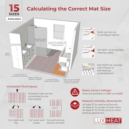 35 Sqft Heating Mat - 240v Electric Radiant Floor Heating System, with ...