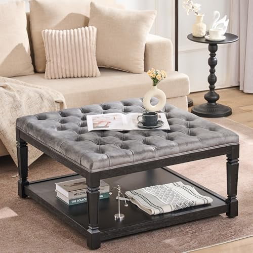 35 in Square Storage Ottoman Coffee Table Ottomans with Storage for ...