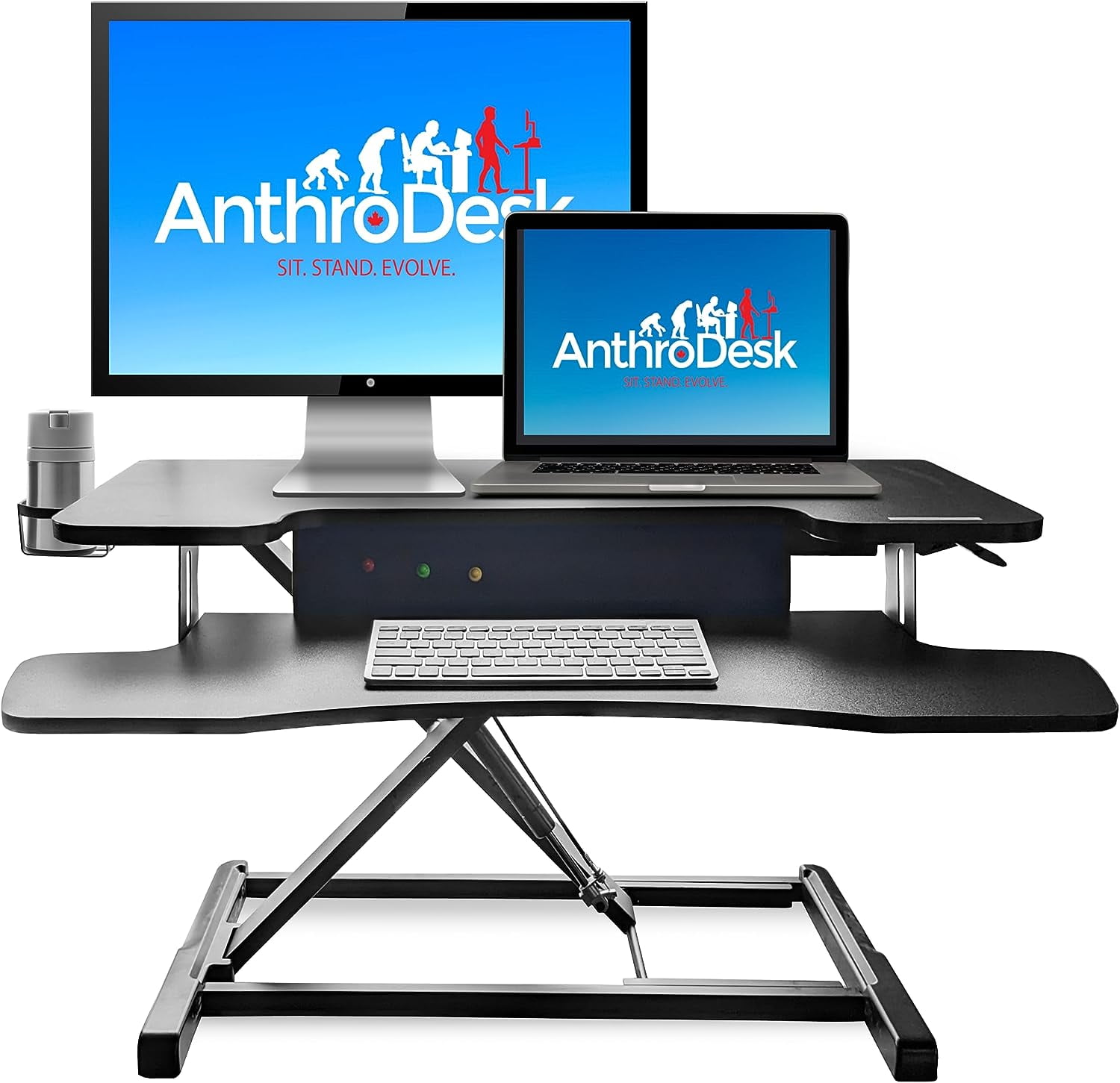 35" Standing Desk Riser (Deluxe Dual Gas Spring Model), Dual Monitor ...