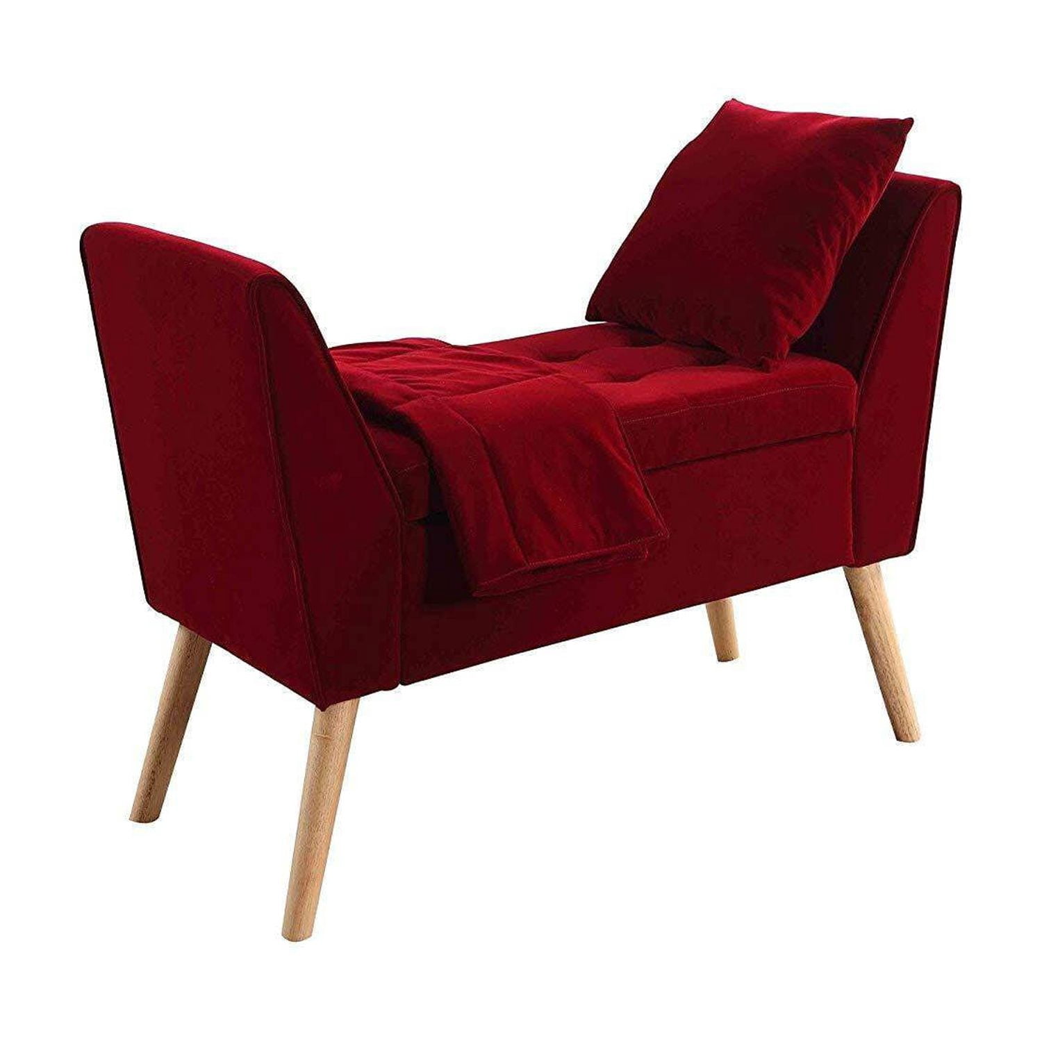 35" Tall Mid Century Design Storage Bench With Additional Pillow And ...