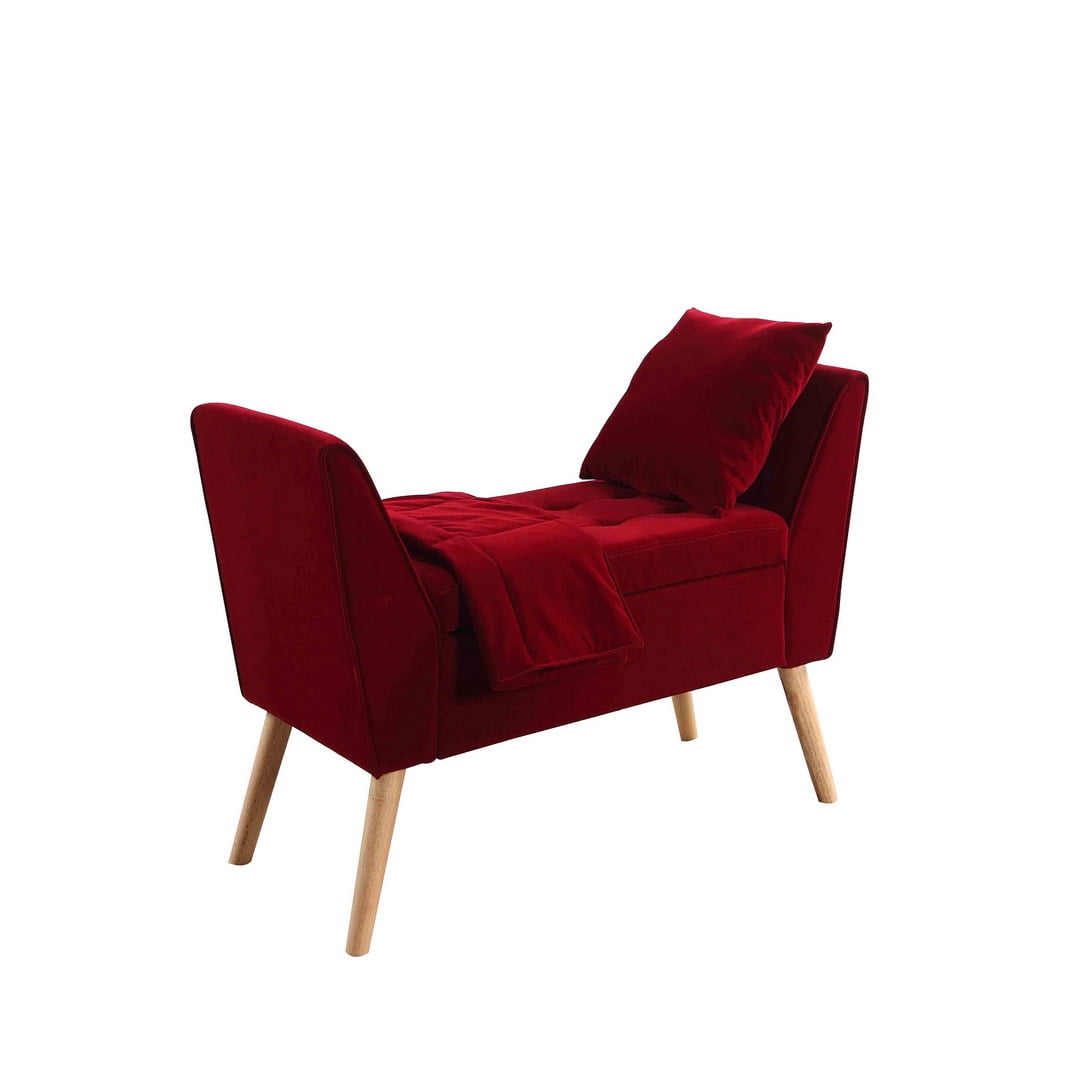 35" Tall Mid-Century Design Storage Bench with Additional Pillow and ...