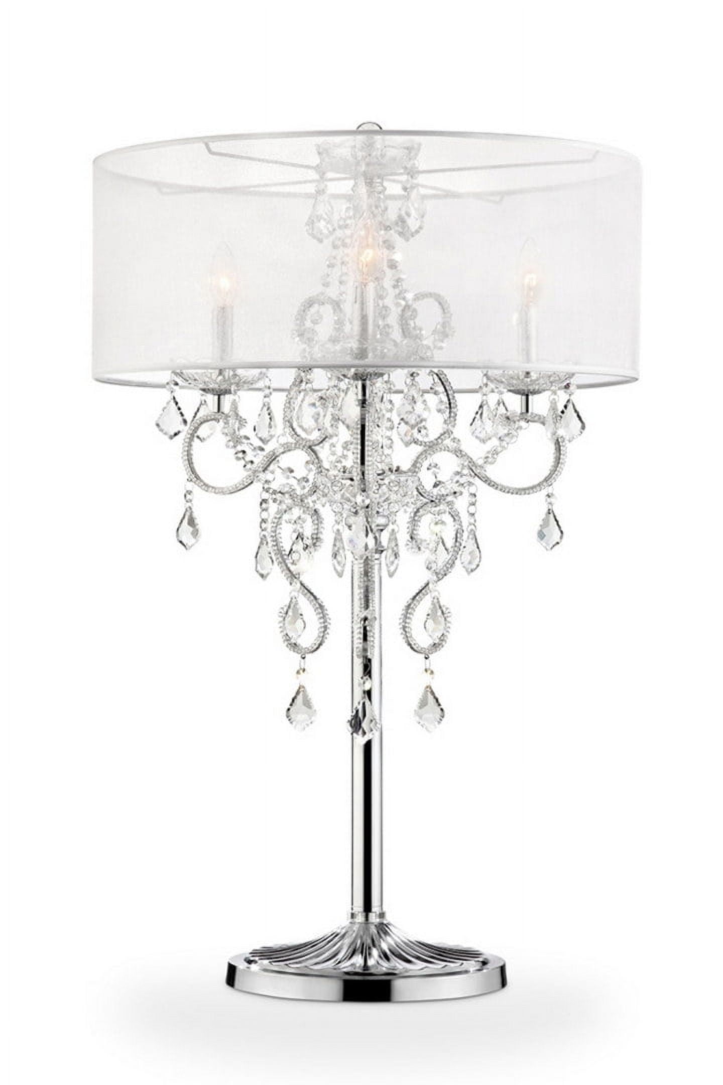 35" Tall Table Lamp "Evangelia", Silver finish and Crystal Accents ...