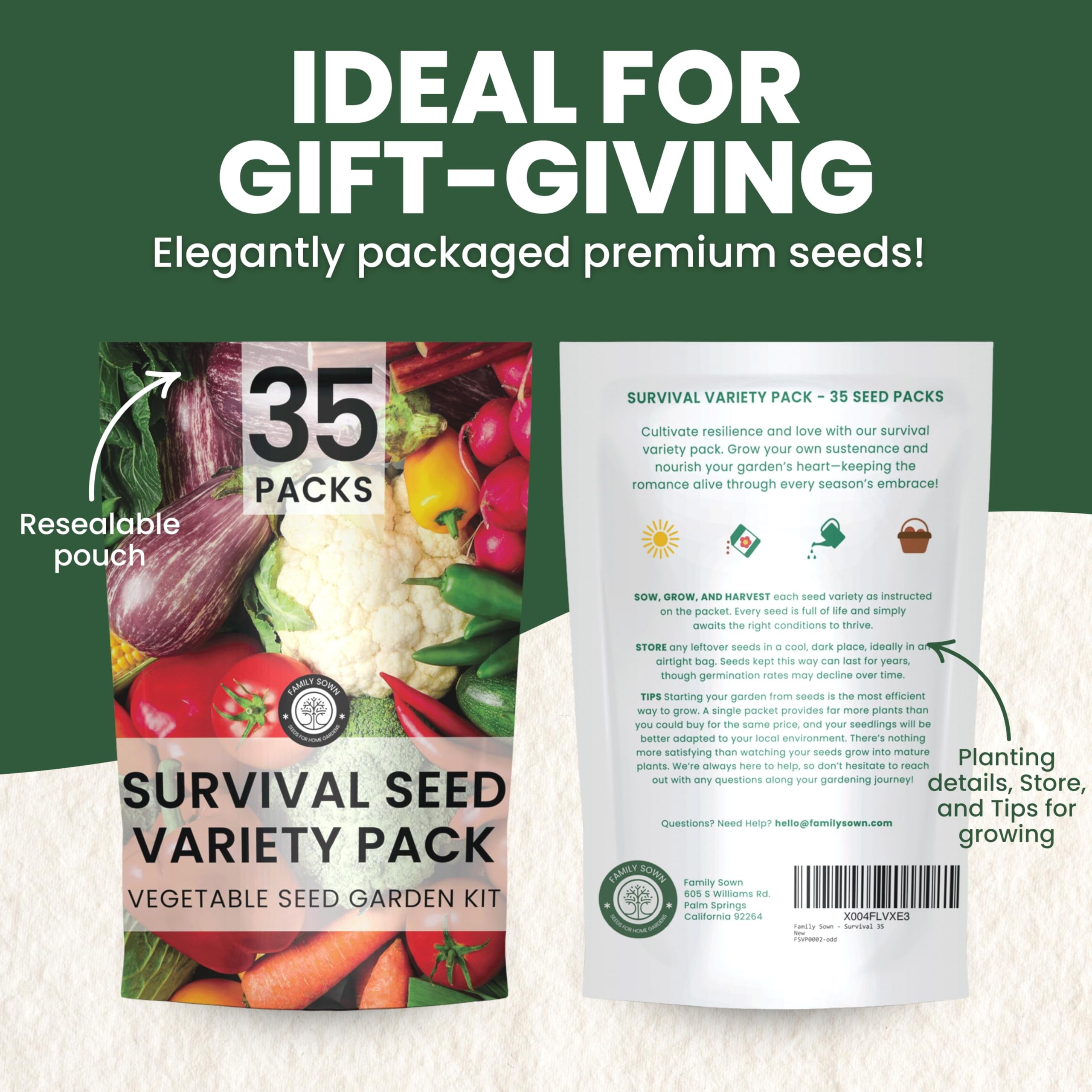 35 Vegetable Seeds AJH3 | Survival Variety Pack | 2025 Season | Individually Packed Vegetables ...