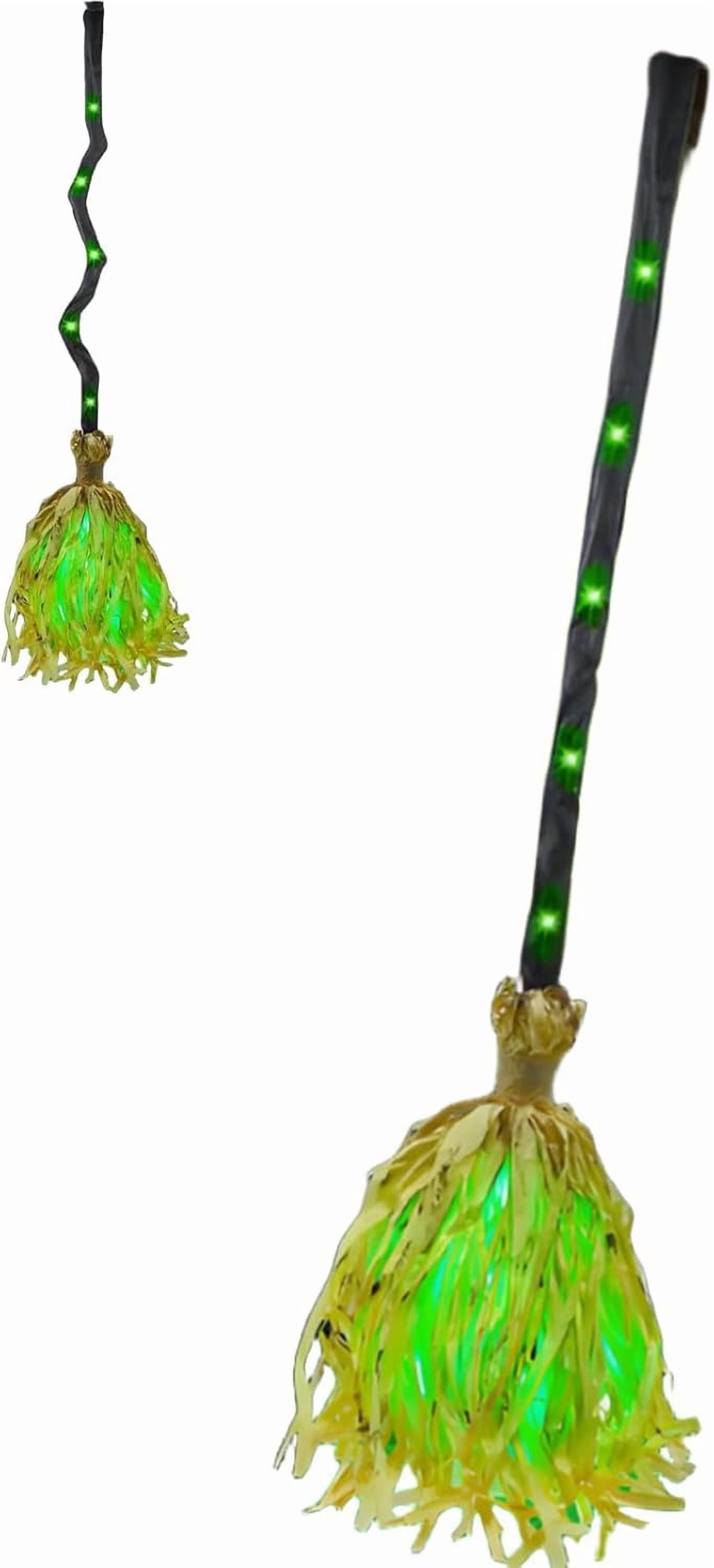 35" Witches Broom Halloween Decor, Floating Witch's Broom - Light up ...