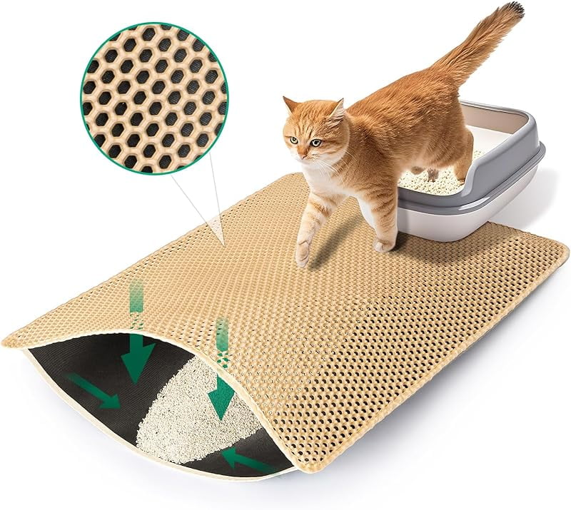 35''X 25'' Large Litter Mat, 2 Layer Cat Litter Mat Litter Trapping Mat ...