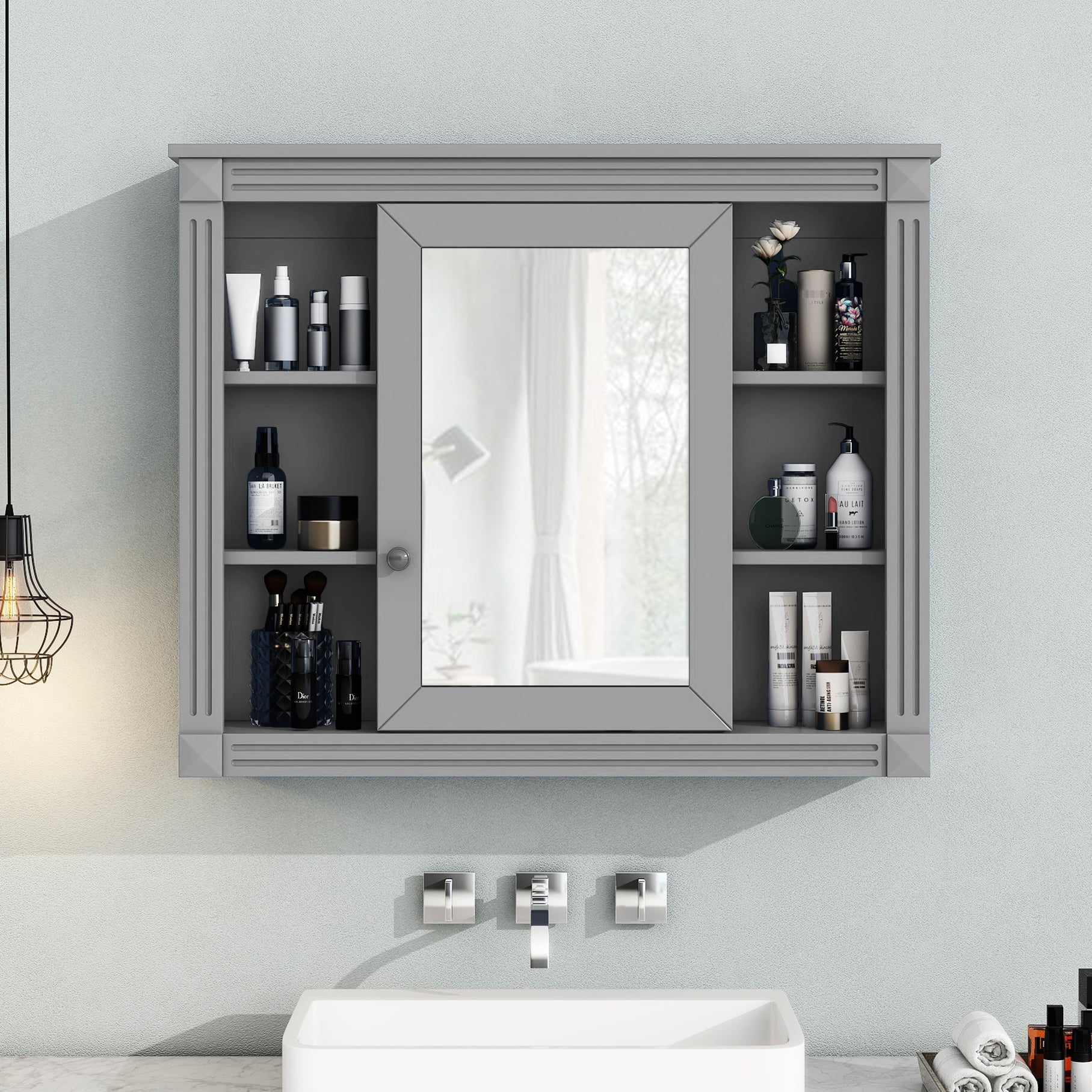 35'' X 28'' Wall Mounted Bathroom Cabinet, Modern Style, Concealed ...