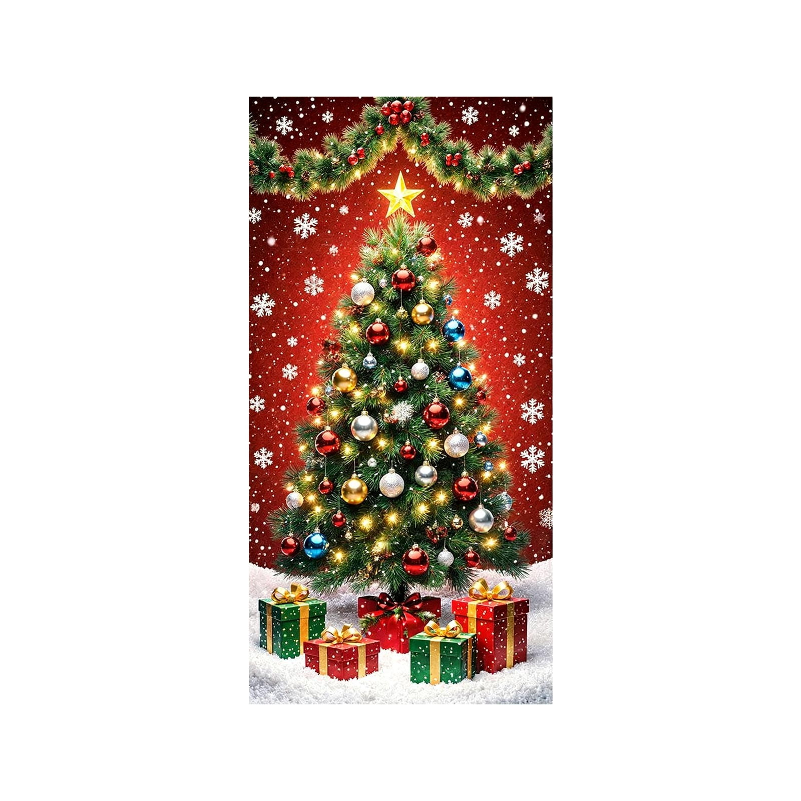 35 X 71 Inch Christmas Door Cover - Santa Claus Pattern - Christmas Day ...