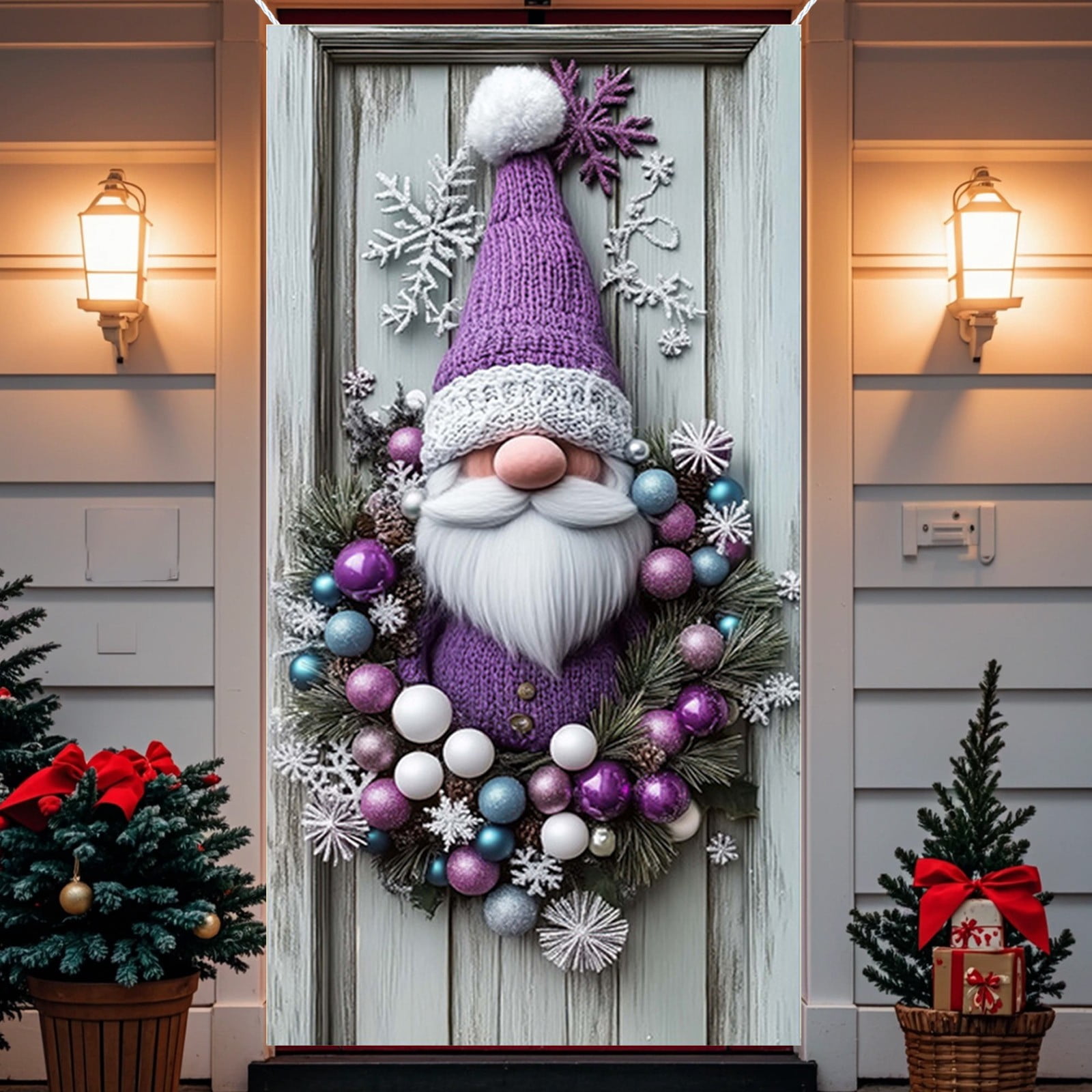 35 X 71 Inch Christmas Door Cover - Santa Claus Pattern Home Door ...