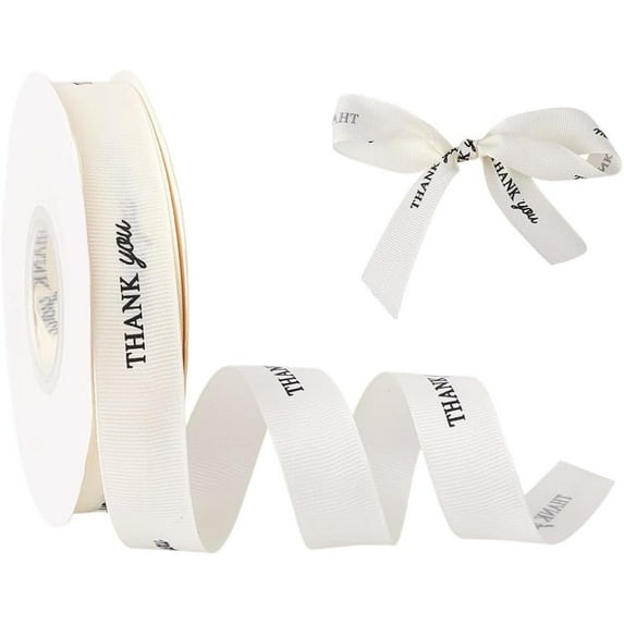 35 Yards(32m) Thank You Ribbon 0.79 Inch Single Face Satin Ribbon White Valenties Fabric Ribbon ...