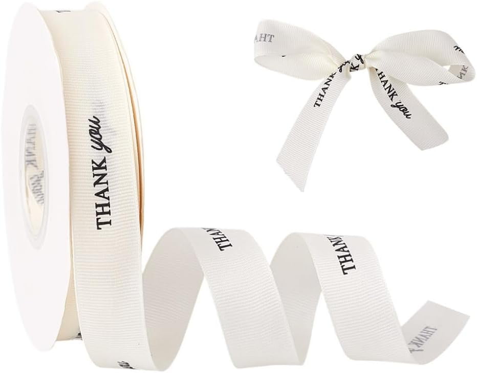 35 Yards(32m) Thank You Ribbon 0.79 Inch Single Face Satin Ribbon White ...