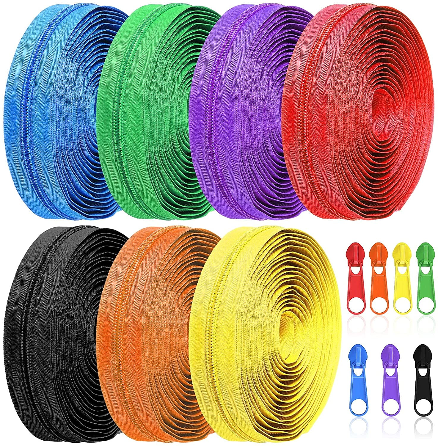 35 Yards Nylon Coil Zippers - Assorted Tape with 70 Sliders for DIY ...