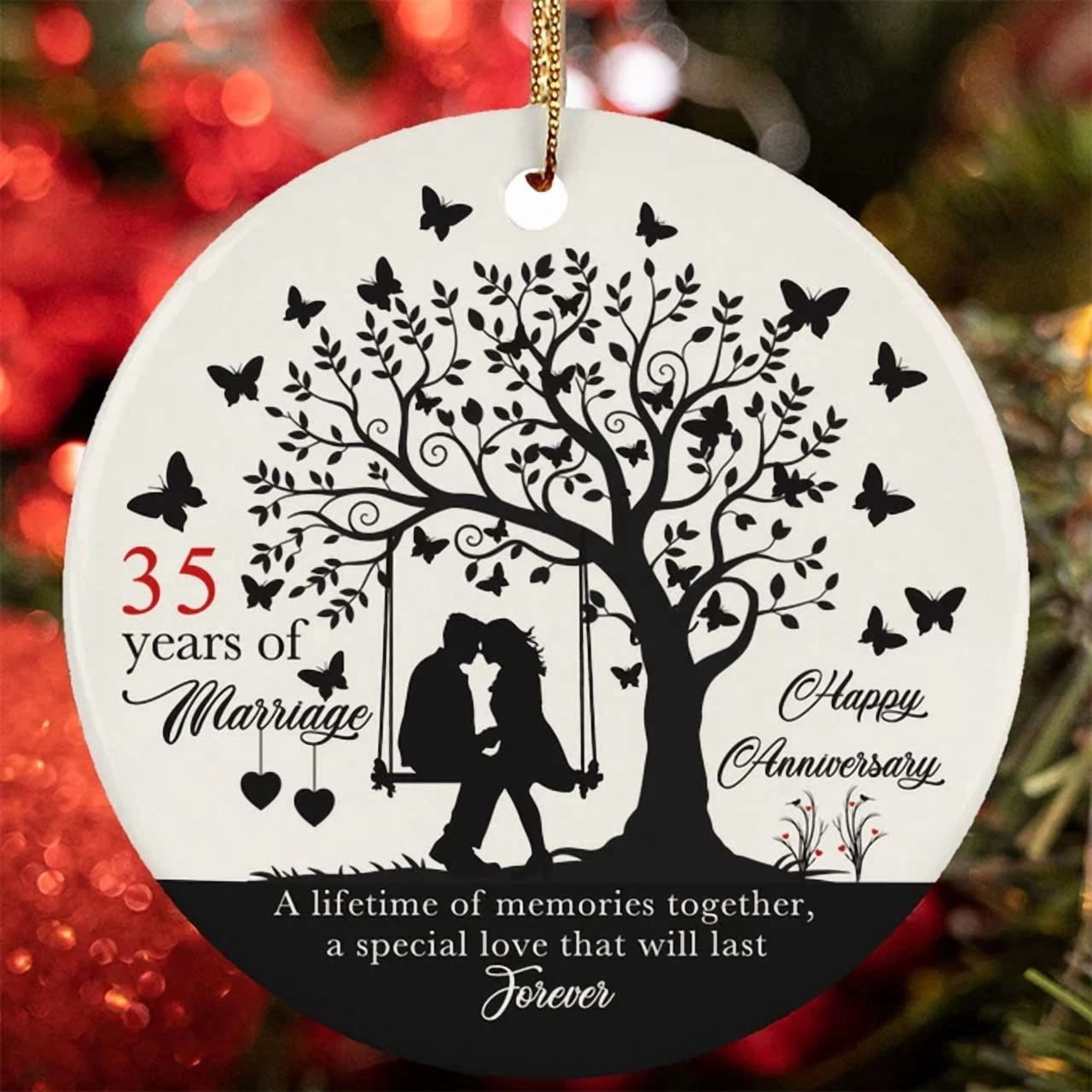 35 Year Marriage Anniversary Ornament Couple Love Swing Art 35th ...