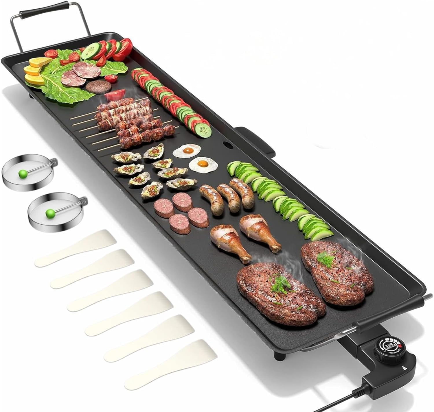 35" electric griddle, extra large barbecue grill w/nonstick cooking ...